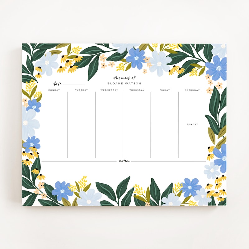 Botanical Weekly Calendar - Etsy