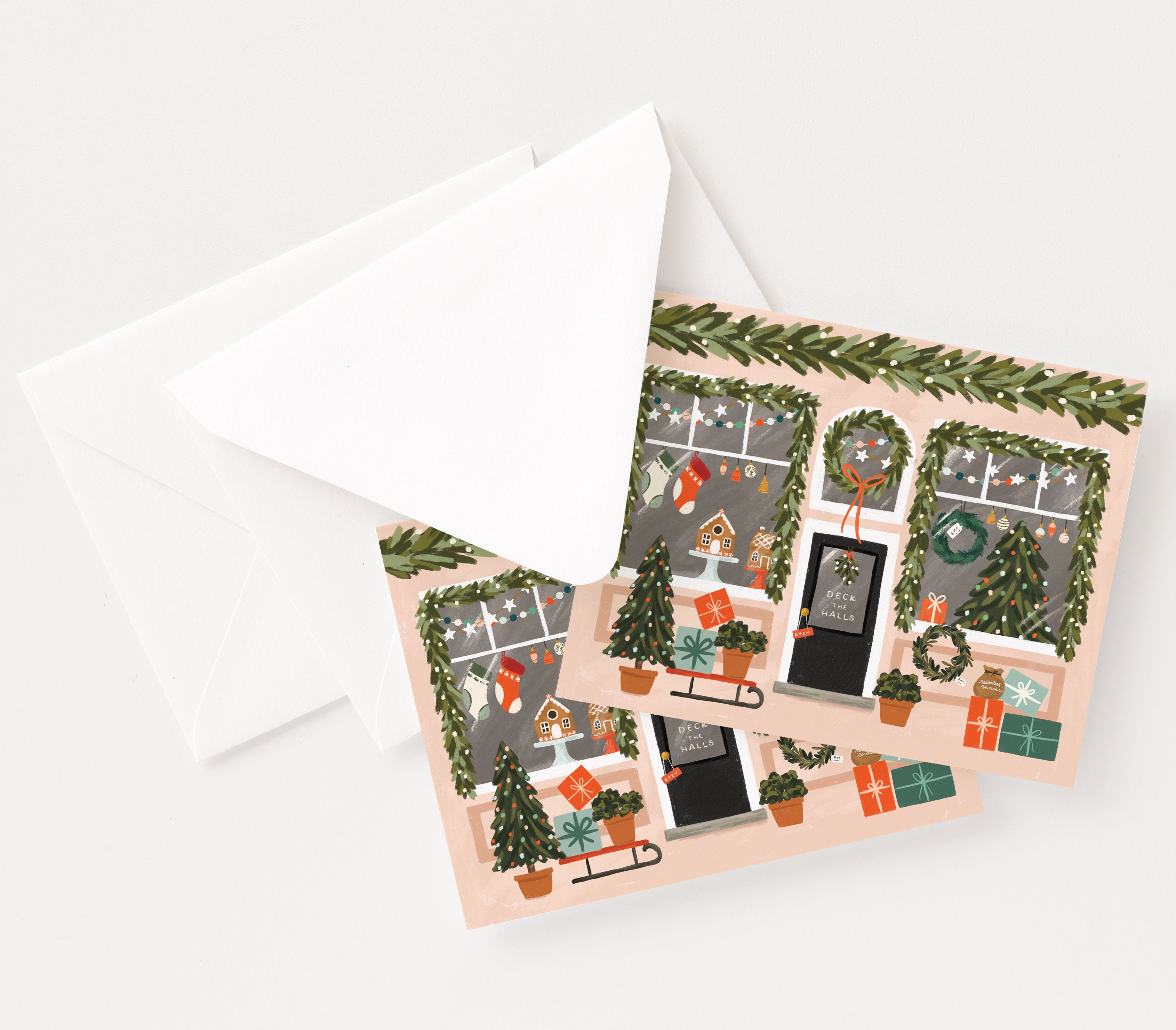 Christmas Market Card Illustrated Holiday Decor Shop Folded - Etsy