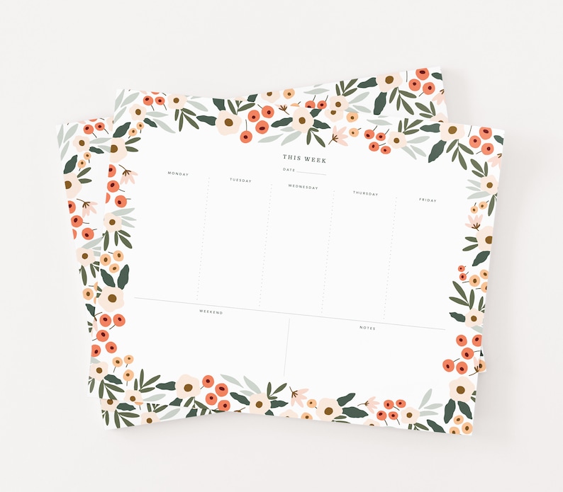 Weekly Planner Pad Floral Weekly Desk Notepad Mousepad | Etsy