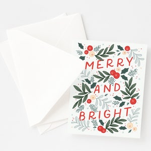 Merry and Bright Christmas Cards Set of 8 or Individual Greeting Card ...
