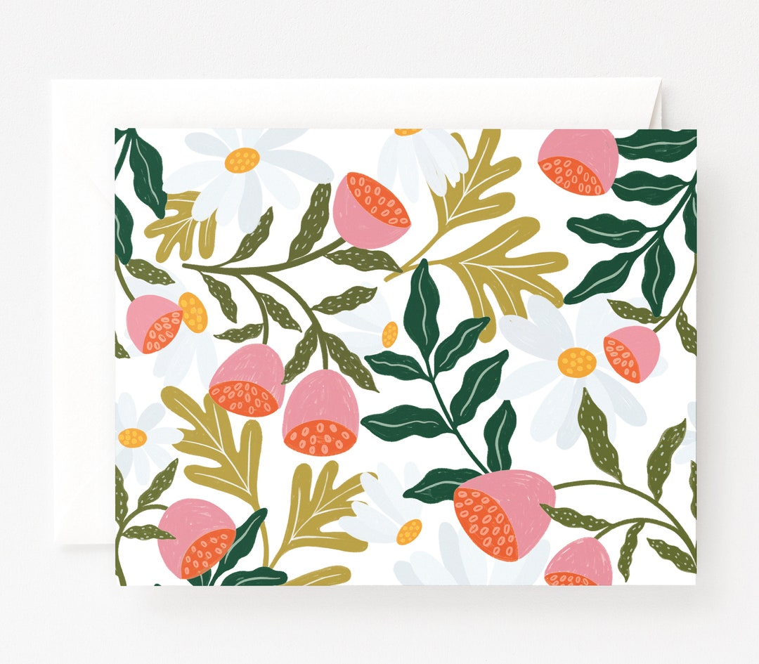 Flora Notecard Set of 8 Folded Everyday Cards With Blank - Etsy