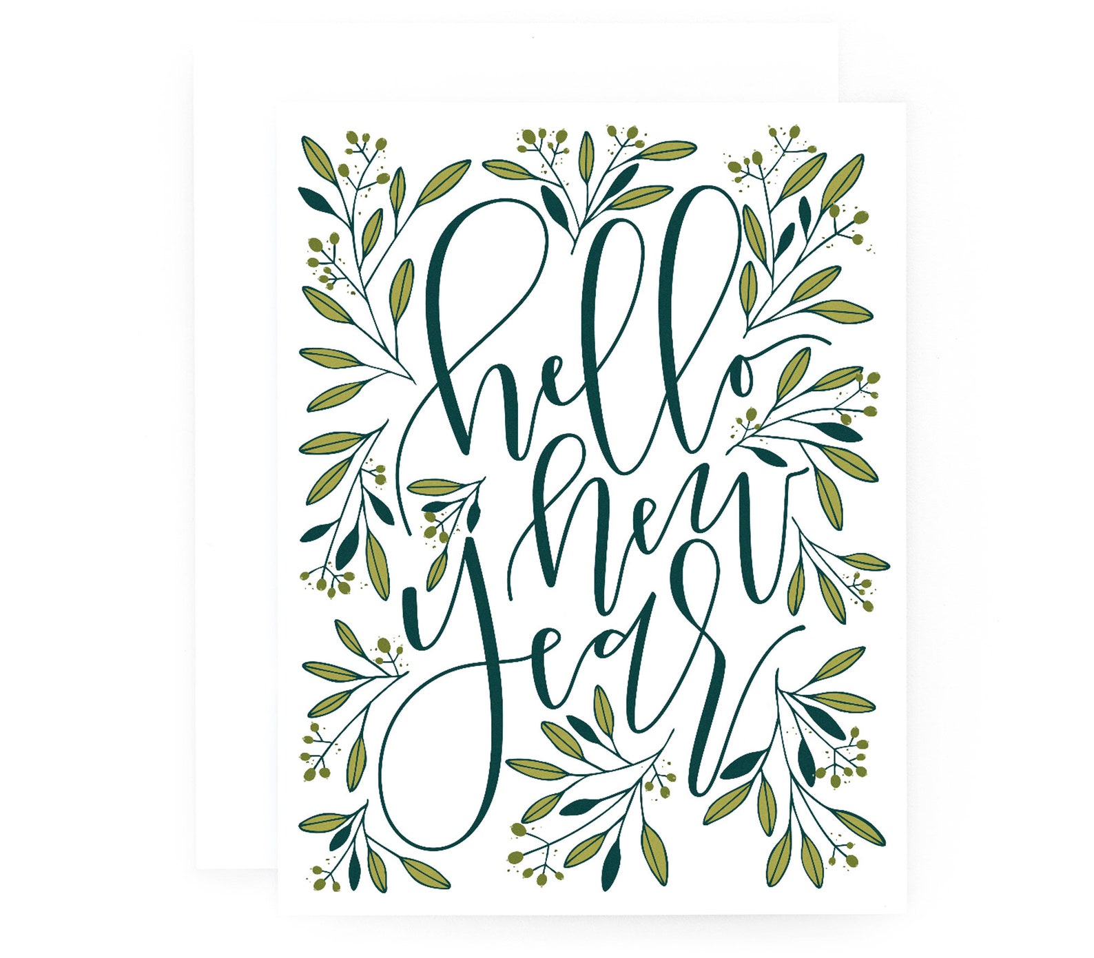 Hello New Year Cards Botanical New Year Card Set of 8 or | Etsy