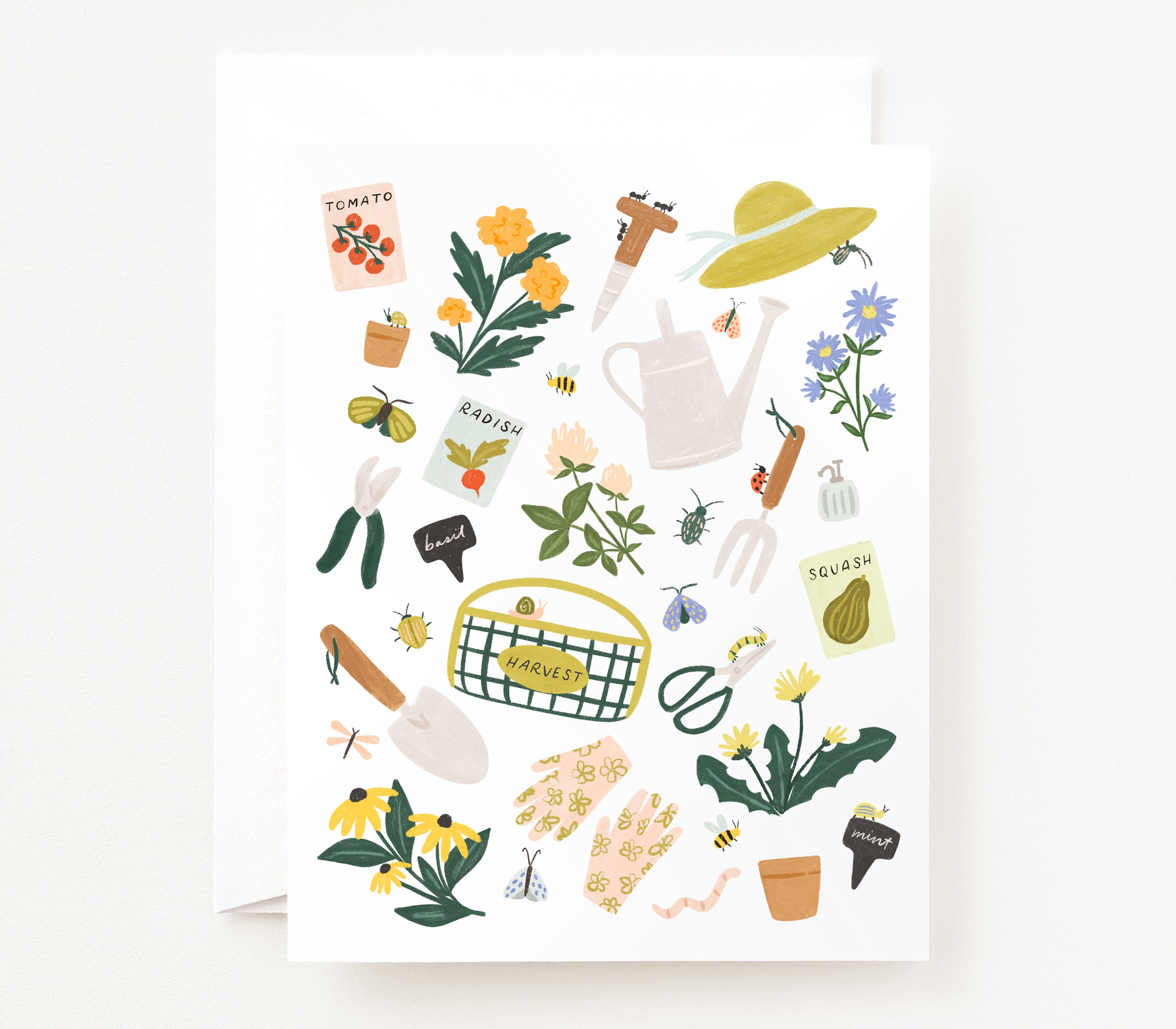 Gardener's Notecards : Illustrated Garden Tools Everyday Greeting Card ...