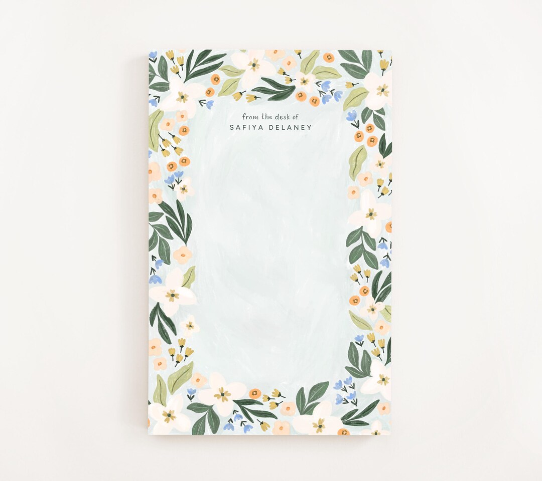 Morning Blooms Personalized Notepad: Illustrated Custom Stationery ...
