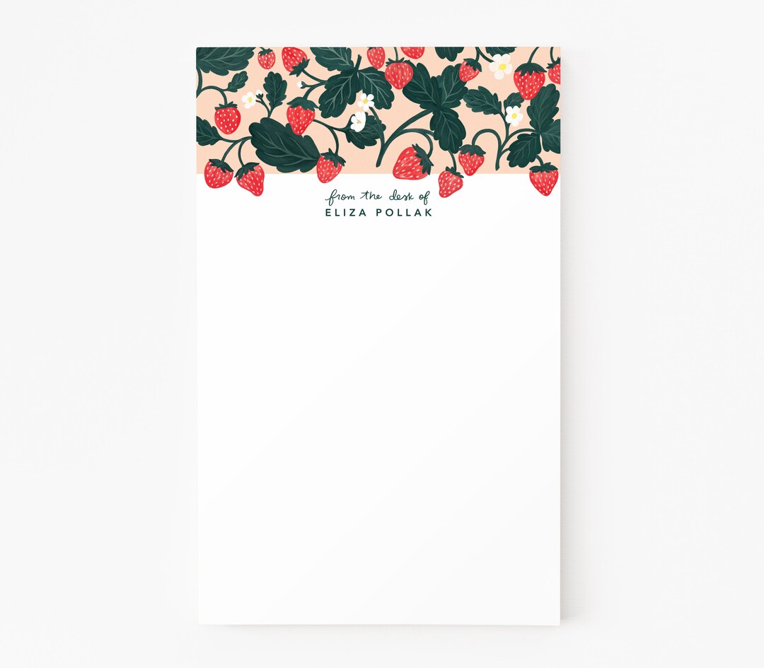 Strawberry Personalized Notepad | Custom Stationery Notepads With ...