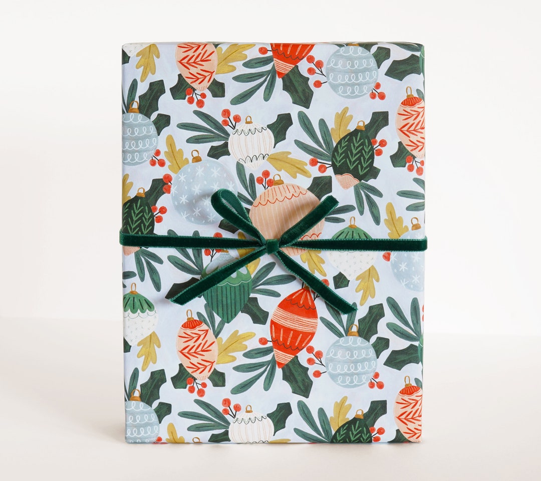 Christmas Baubles Wrapping Paper | Illustrated Christmas Wrapping Paper ...