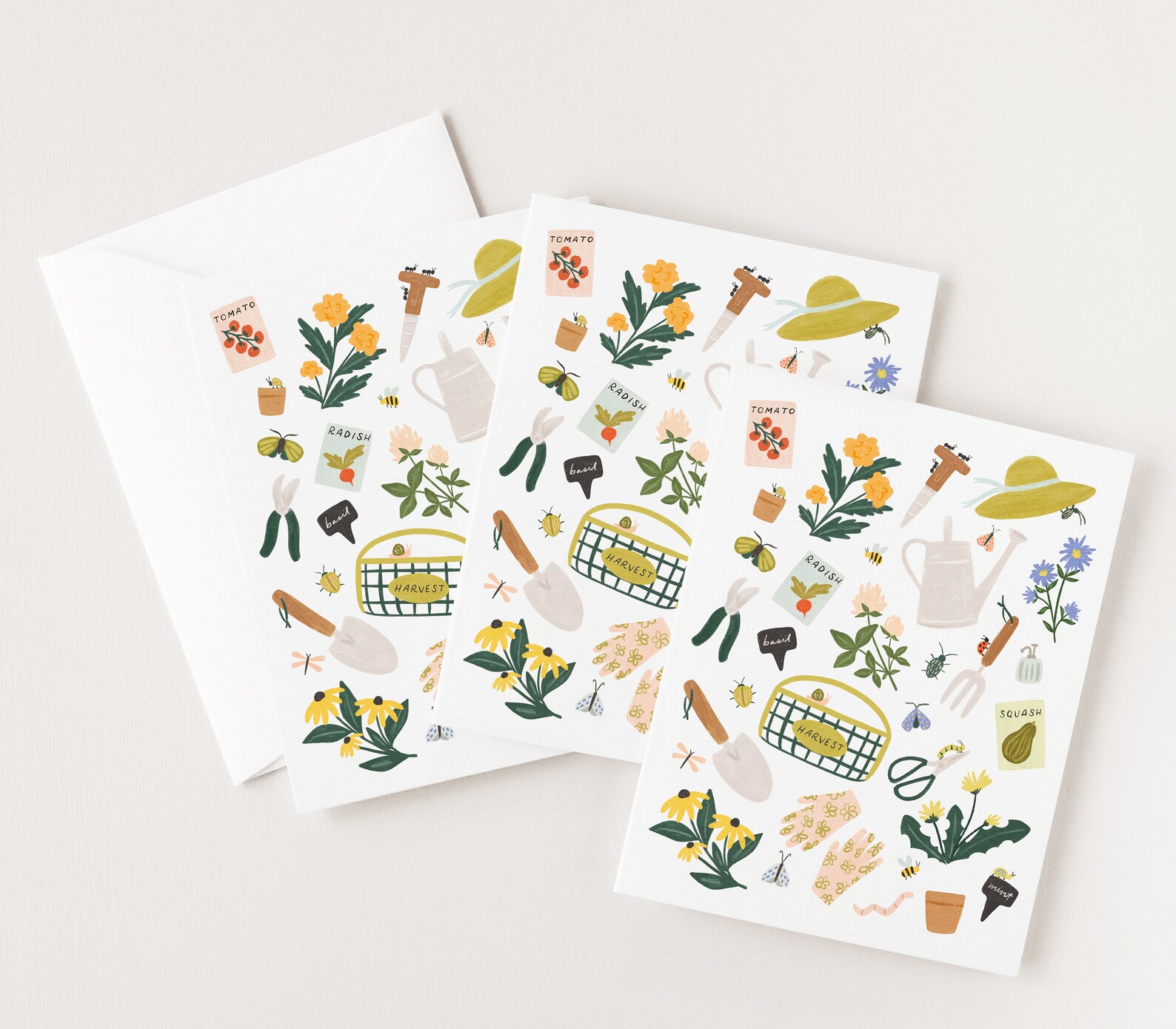 Gardener's Notecards : Illustrated Garden Tools Everyday Greeting Card ...