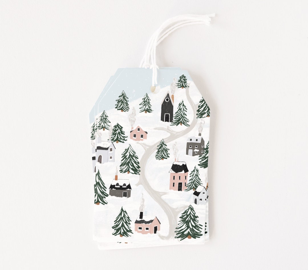 Winter Slope Gift Tags Set of 10: Hand Illustrated Snowy Town - Etsy Canada