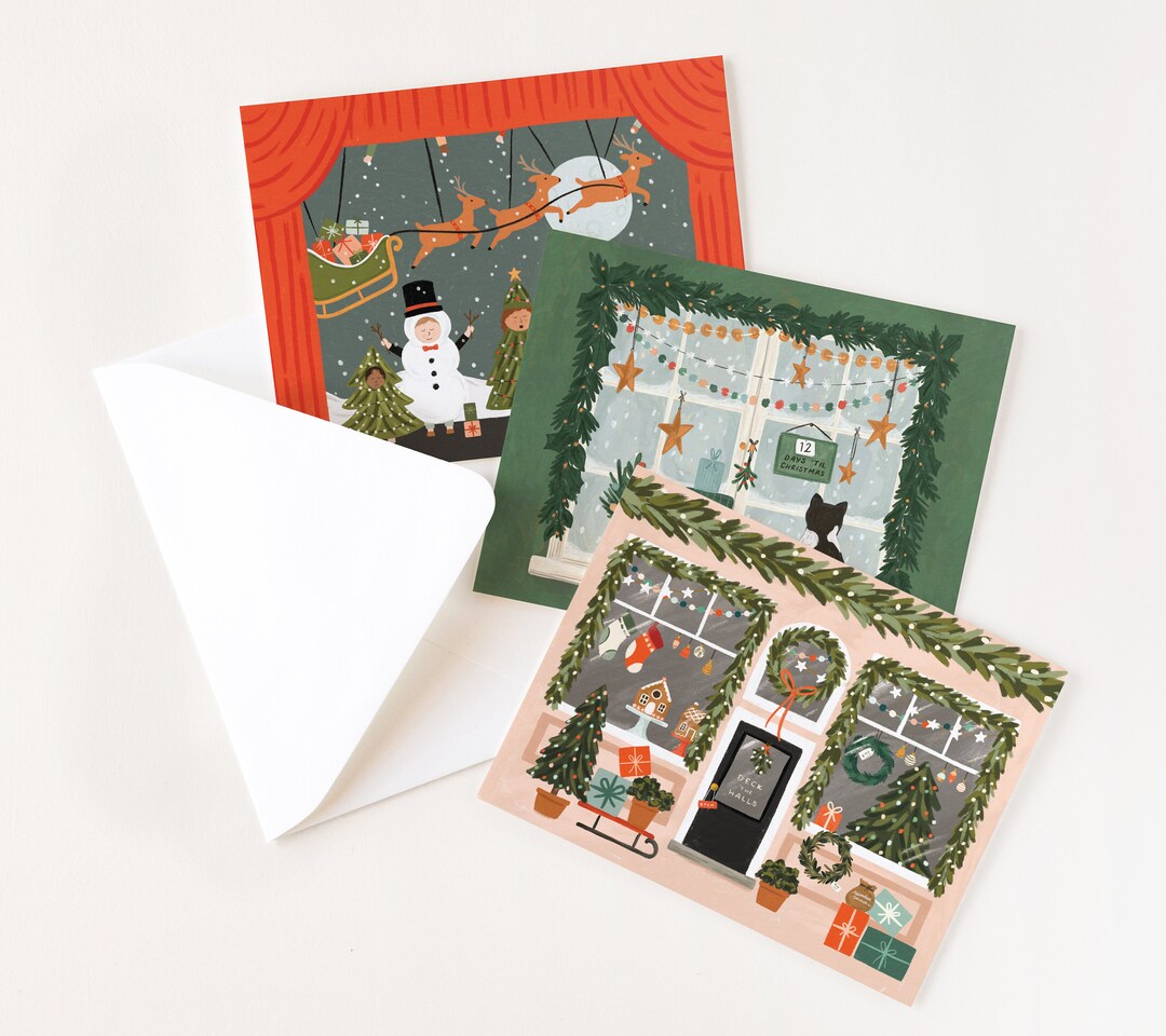 Set of 12 Holiday Card Collection | Mixed Set of Christmas Cards ...