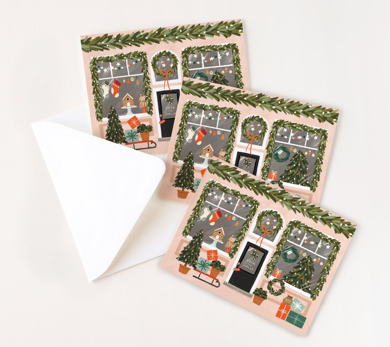 Christmas Market Card: Illustrated Holiday Shop Greeting Card Set - Etsy