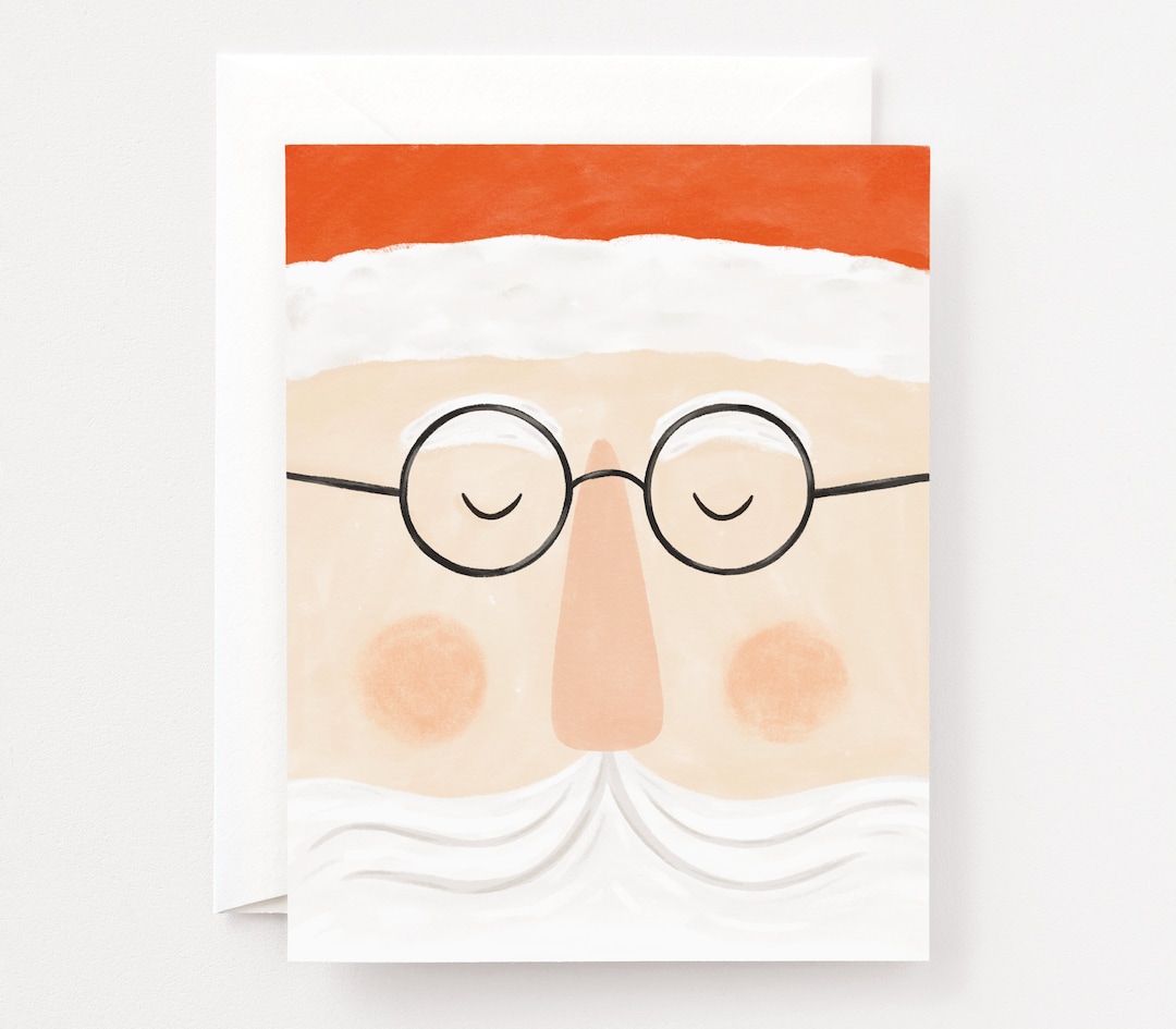 Illustrated Santa Christmas Card Set: Folded Holiday Cards - Etsy