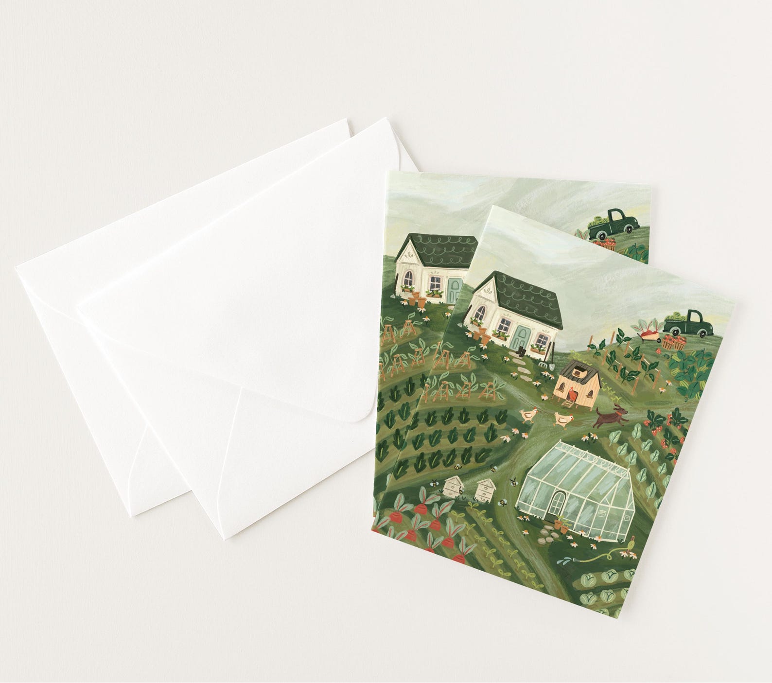 Farm Slope Card | Illustrated Landscape Everyday Greeting Cards - Etsy