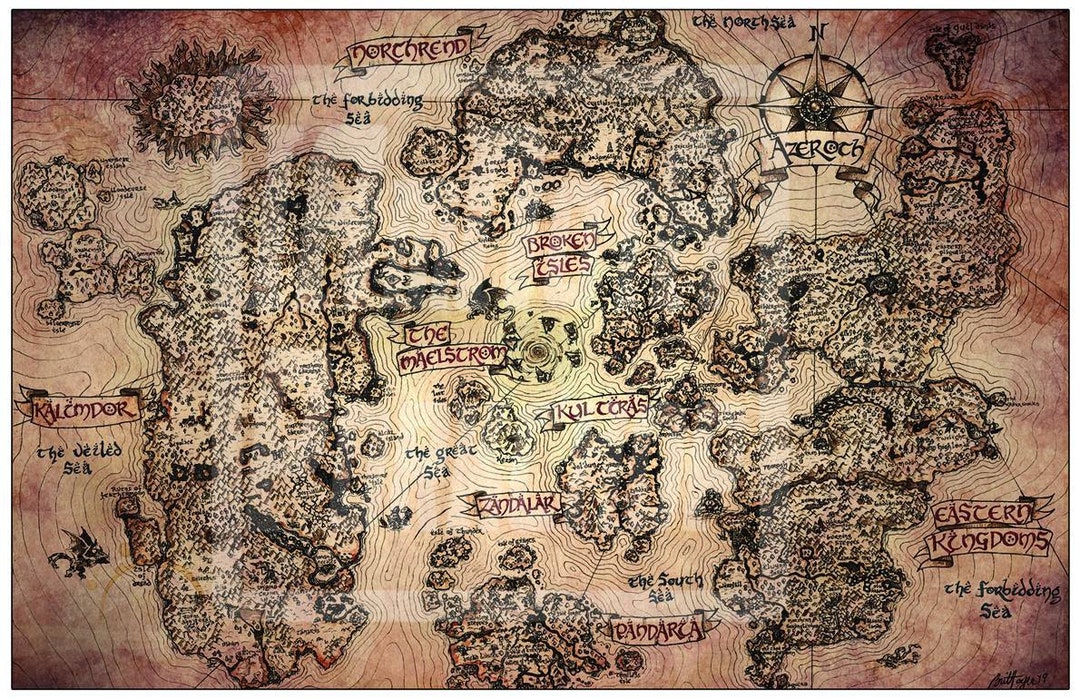11" X 17" Vintage Azeroth World Map Print - Etsy