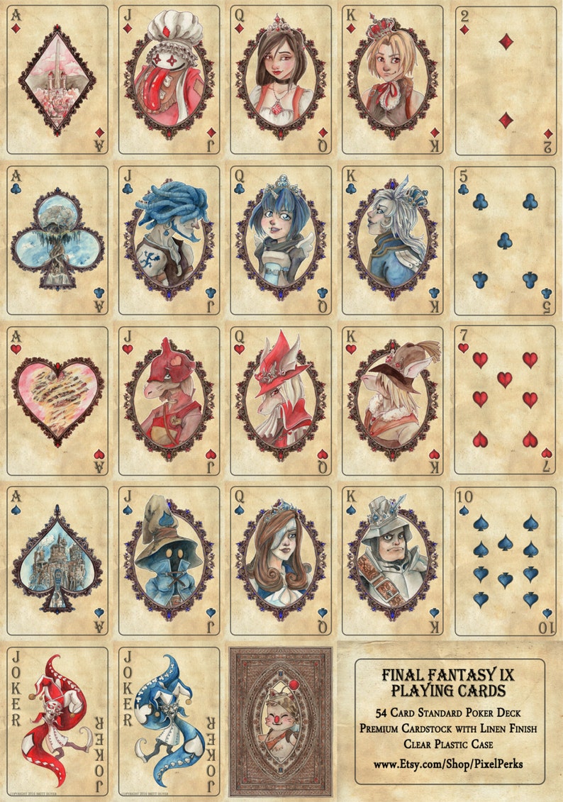 Final Fantasy IX Playing Cards - Vintage Inspired Watercolor Art - Etsy