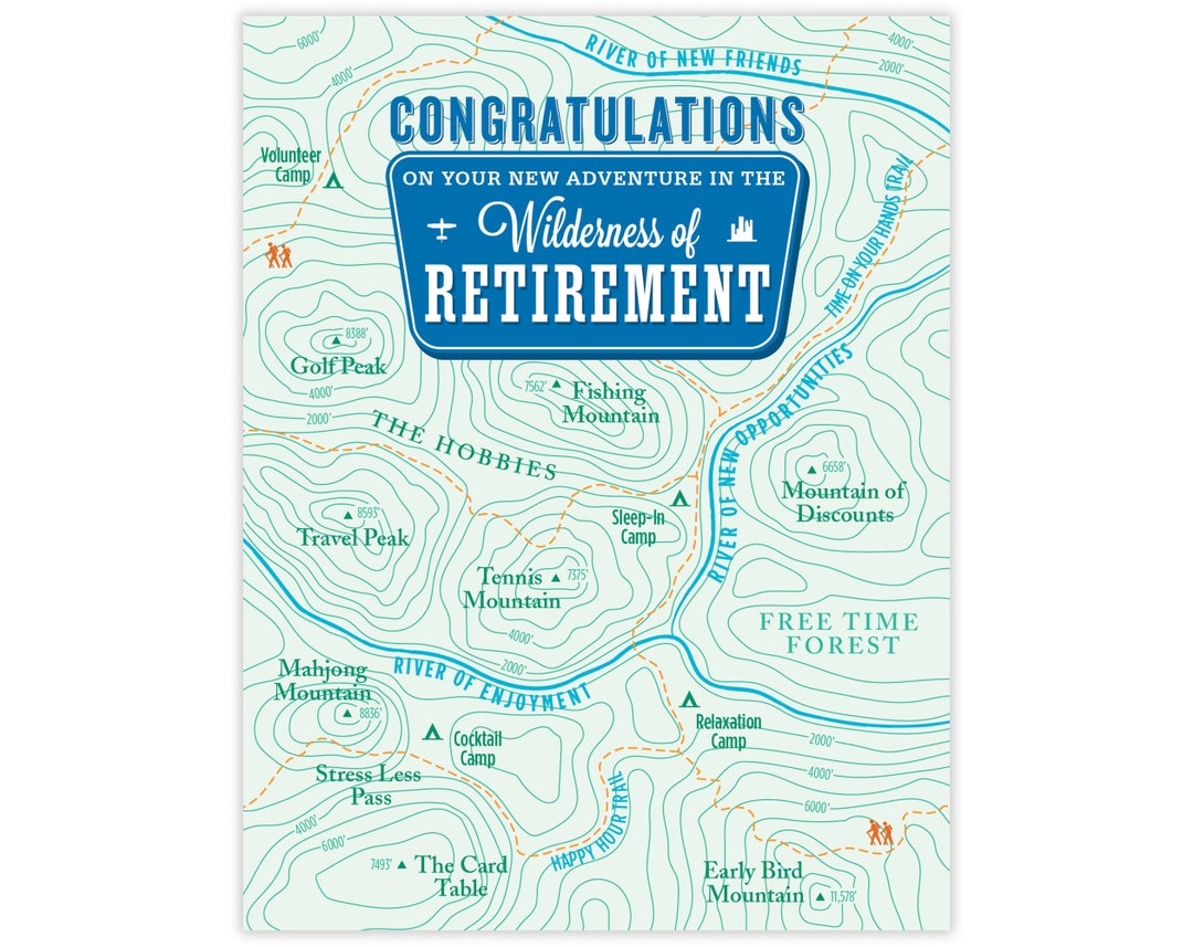 Retirement Topo Map Retirement Card - Etsy