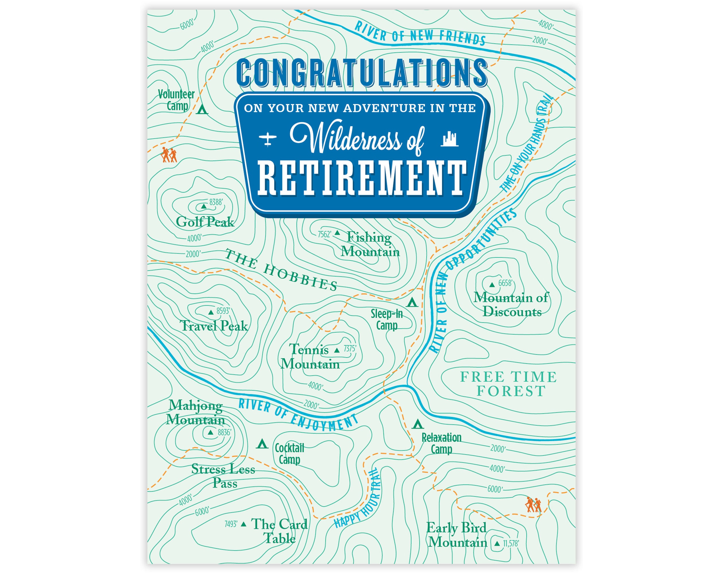 Retirement Topo Map Retirement Card - Etsy
