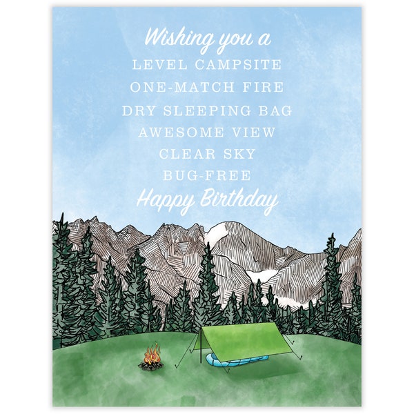 Camping Wish Birthday Card - Etsy