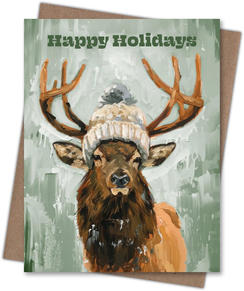 Elk Happy Holidays Card - Etsy