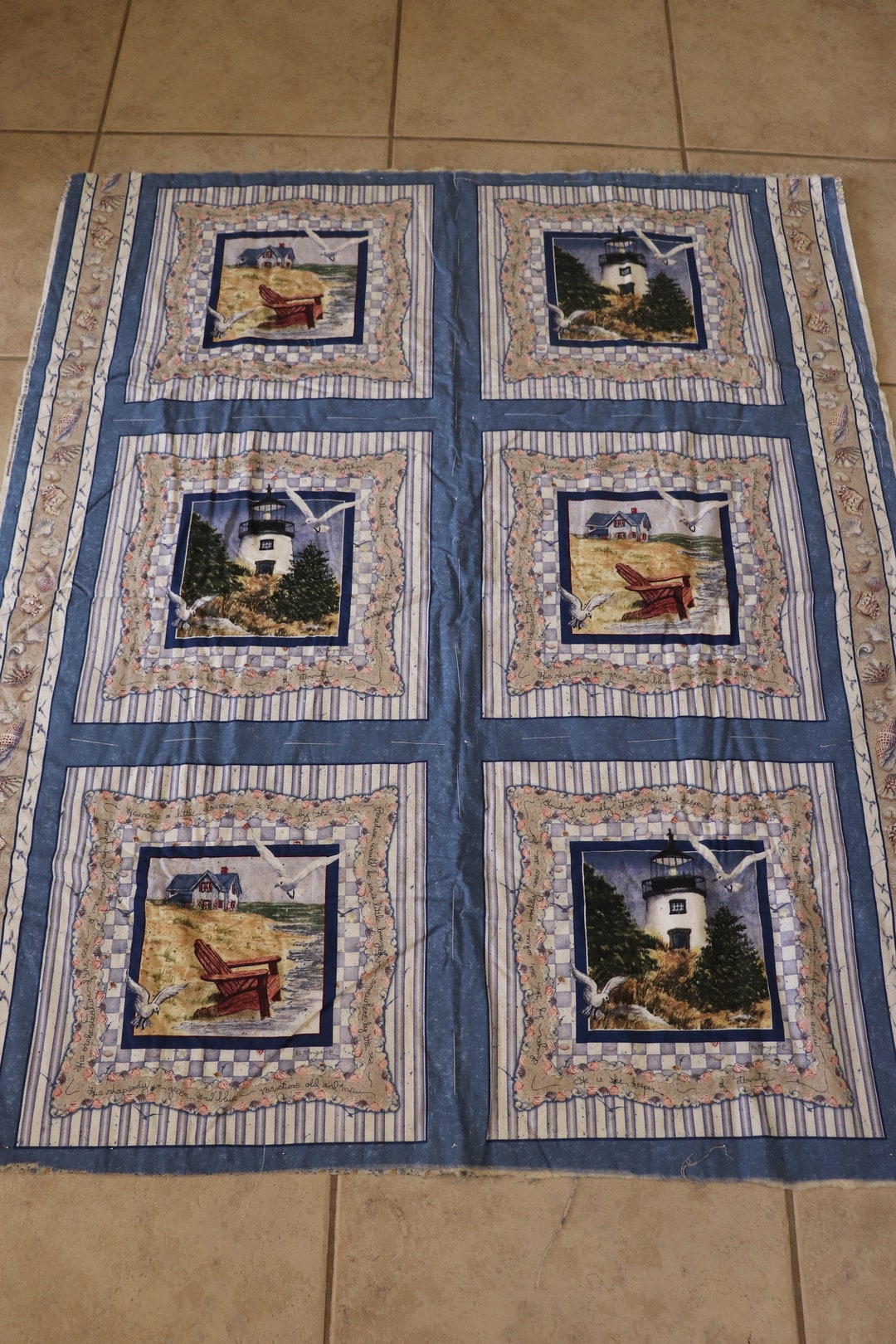 Started Lighthouse Quilt/unfinished Lighthouse Quilt/seashore Quilt - Etsy