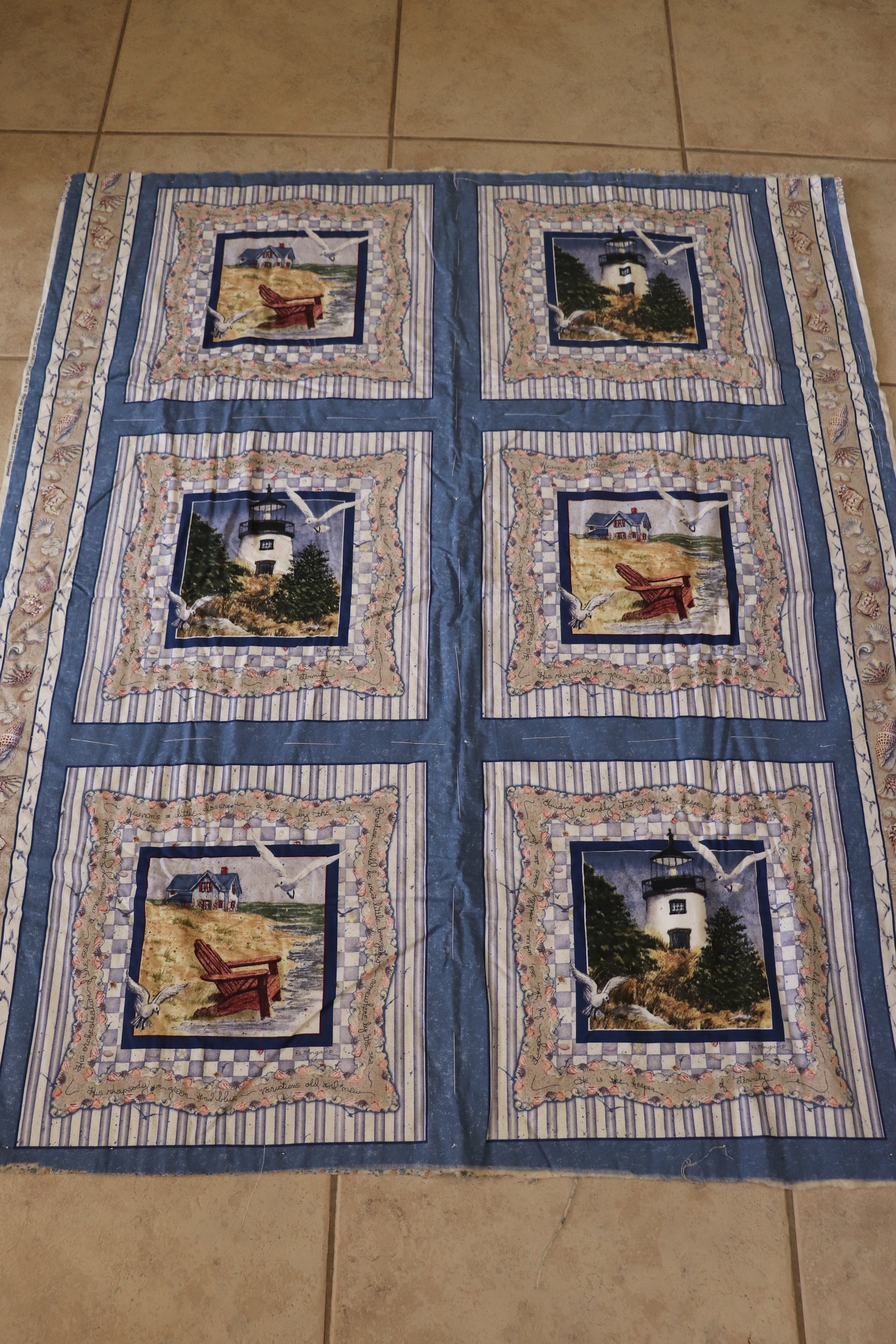 Started Lighthouse Quilt/unfinished Lighthouse Quilt/seashore Quilt - Etsy