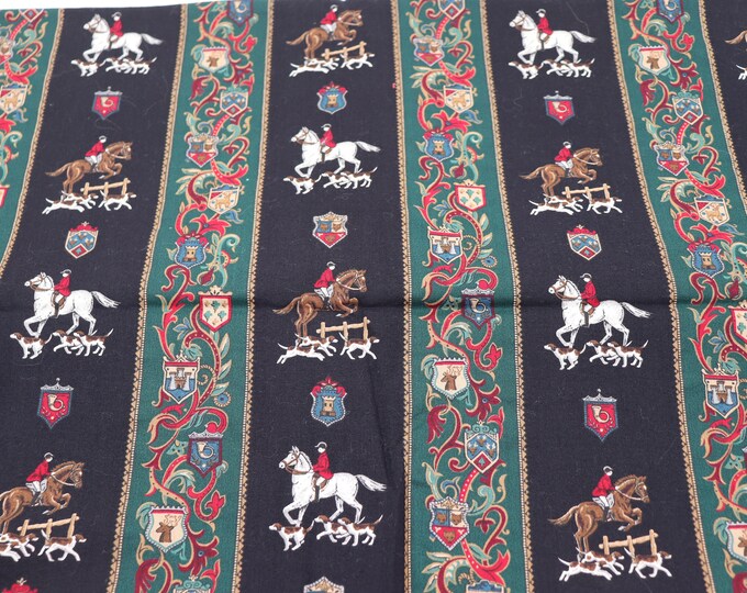 Vintage Fox Hunt Horse Fabric/vip Cranston Print Works 100% Cotton ...