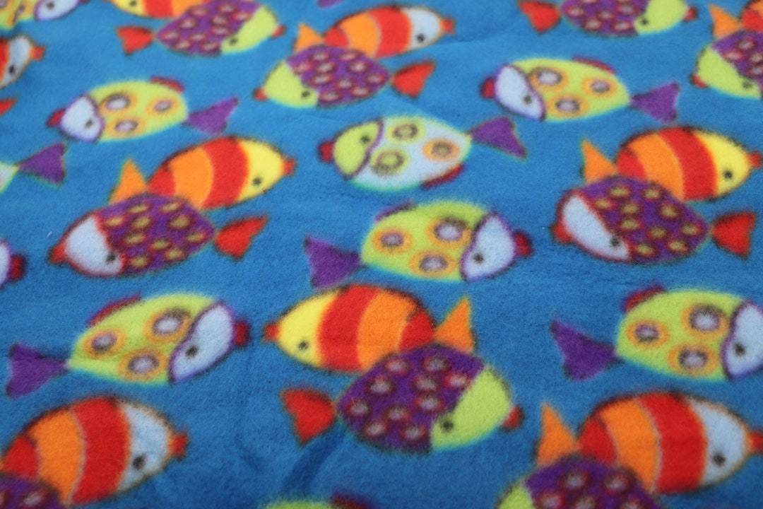 Colorful Fish Fleece Fabric/blanket or Throw/fish Fleece Fabric/anti ...