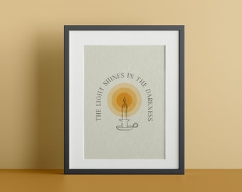 John 1:5, the Light Shines in the Darkness, Bible Quote Art, Scripture ...