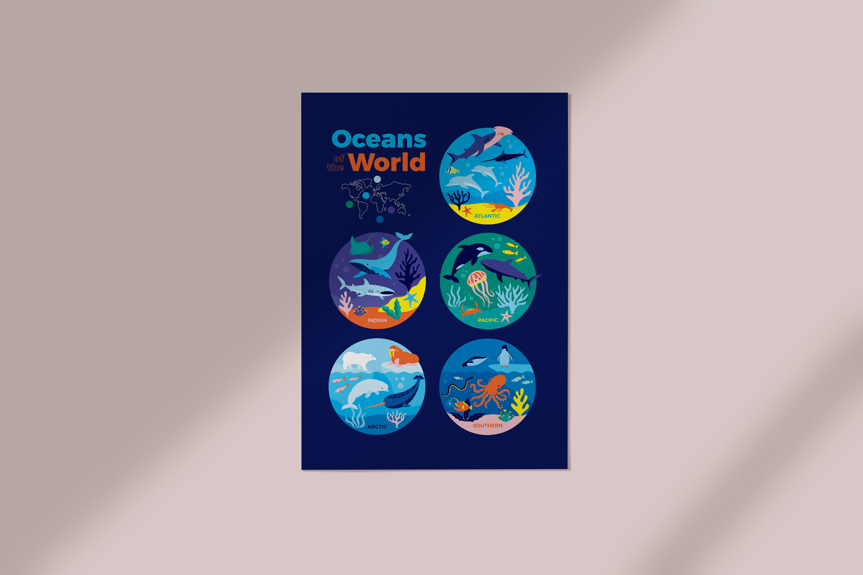 Ocean Creatures Printable Kids Room Sea Themed Art Colorful Ocean ...