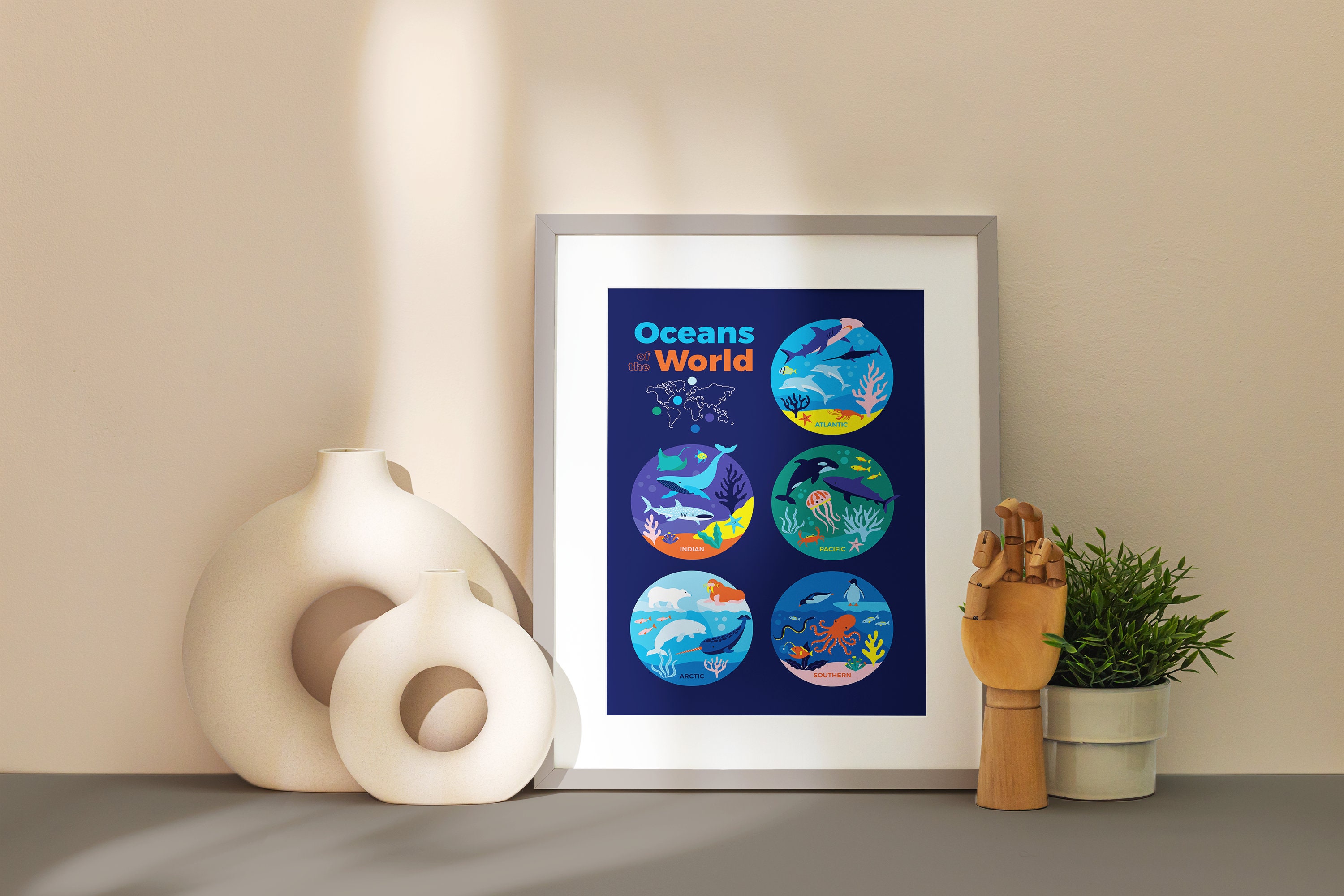 Ocean Creatures Printable Kids Room Sea Themed Art Colorful Ocean ...