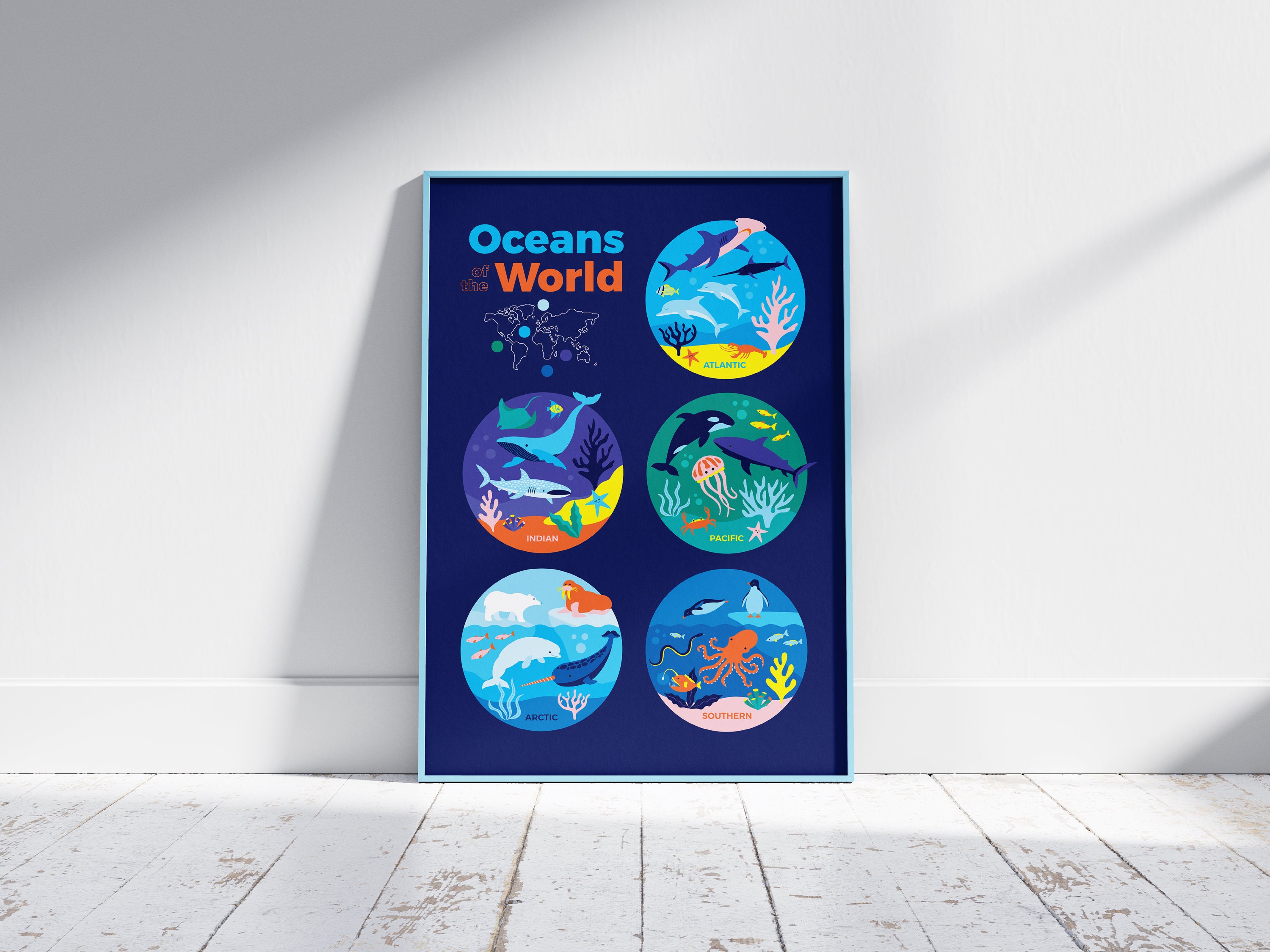 Ocean Creatures Printable Kids Room Sea Themed Art Colorful Ocean ...