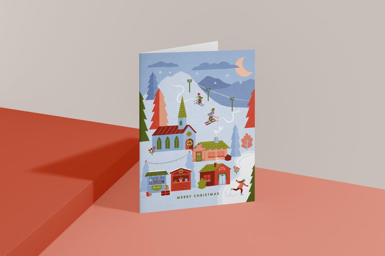 Colorful Christmas Cards 2 Sets of 4 Cards, Holiday Greeting Cards - Etsy