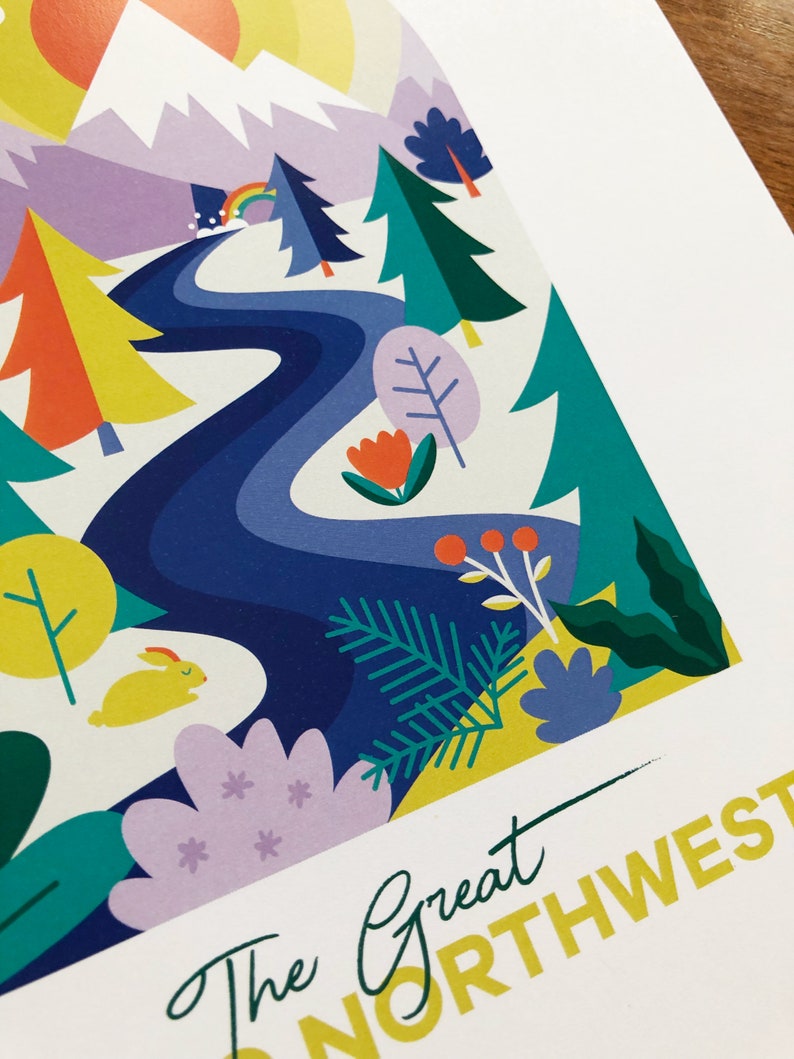 Colorful Pacific Northwest Scene 8x10 Art Print the Great - Etsy