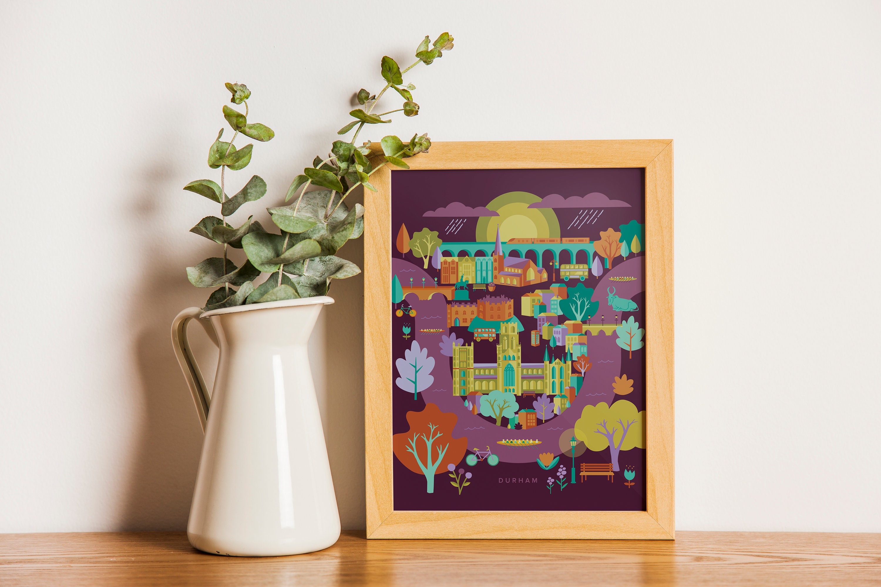 Durham England Printable | Purple Durham Cathedral Wall Art | UK City ...