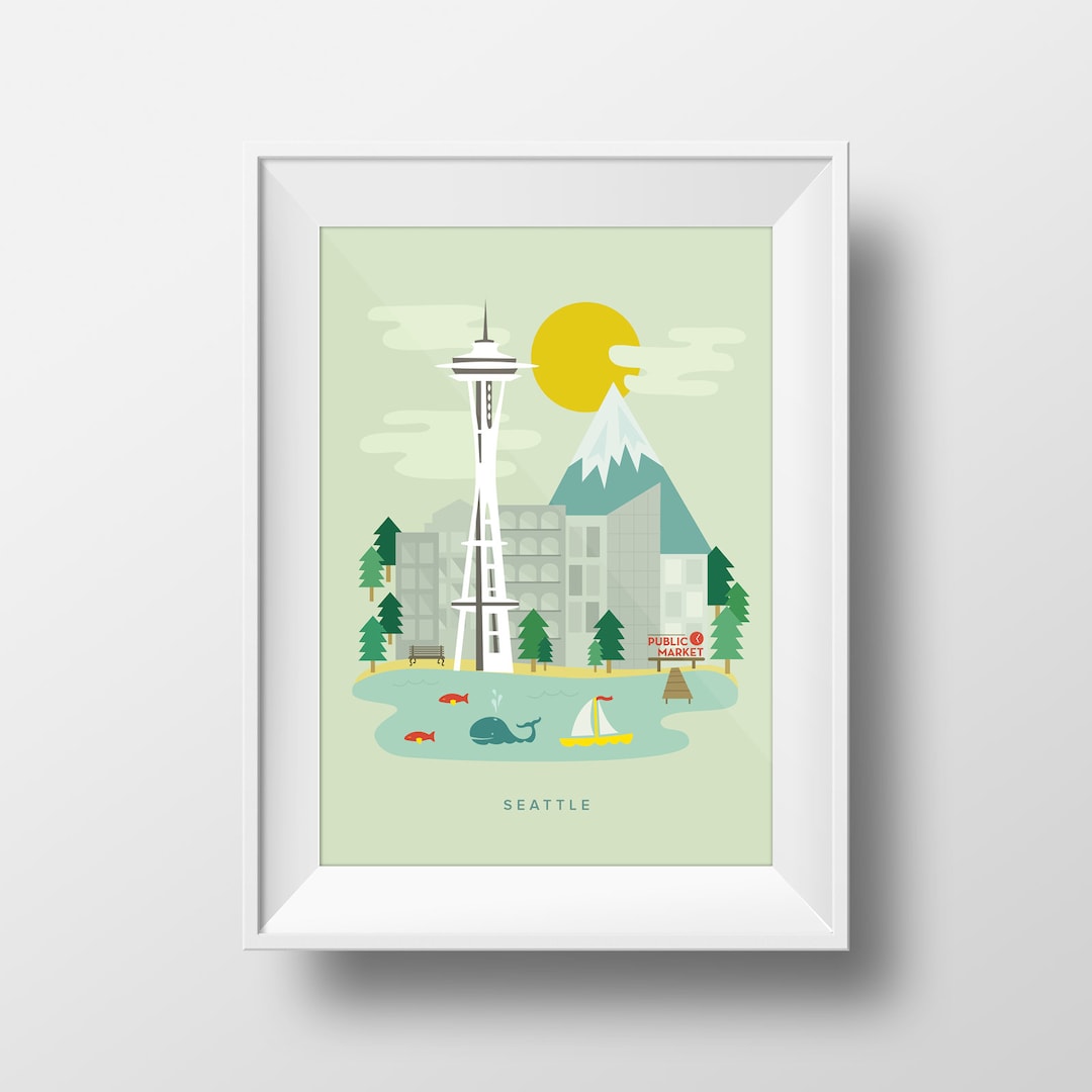 Seattle Washington Art Print, Seattle Washington Wall Art, Seattle ...