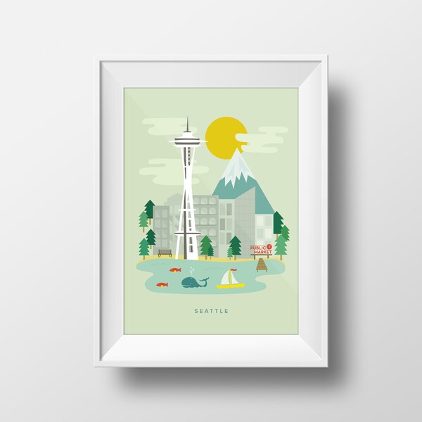 Seattle Poster - Etsy