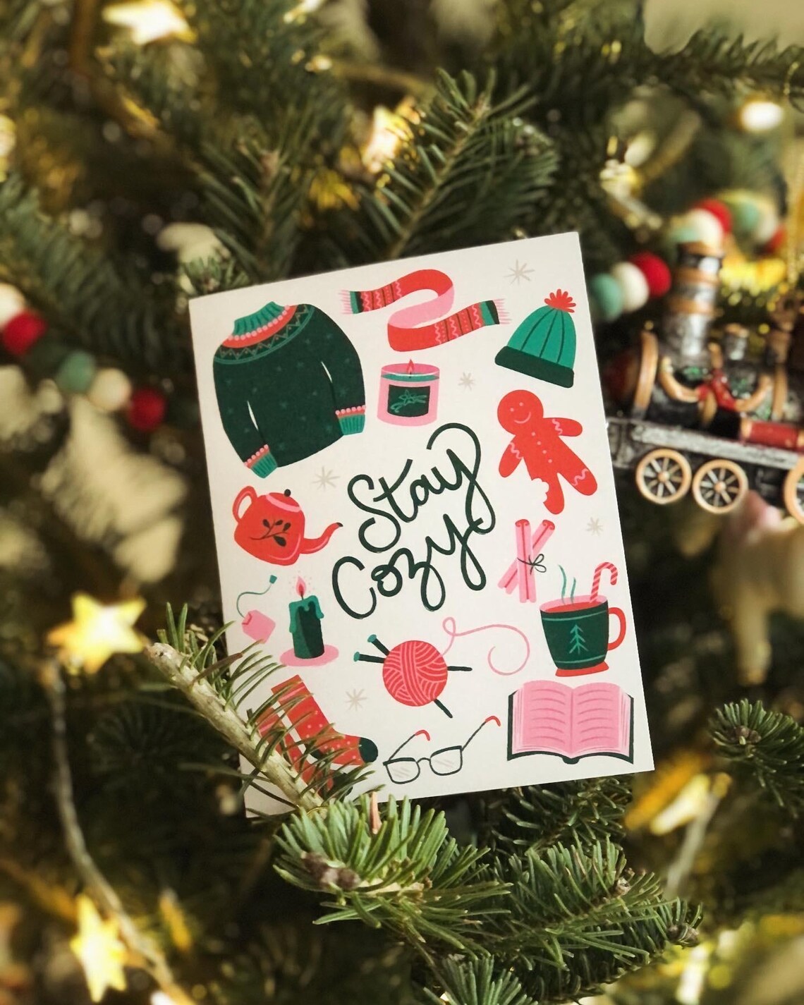 Colorful Christmas Cards 2 Sets of 4 Cards, Holiday Greeting Cards - Etsy