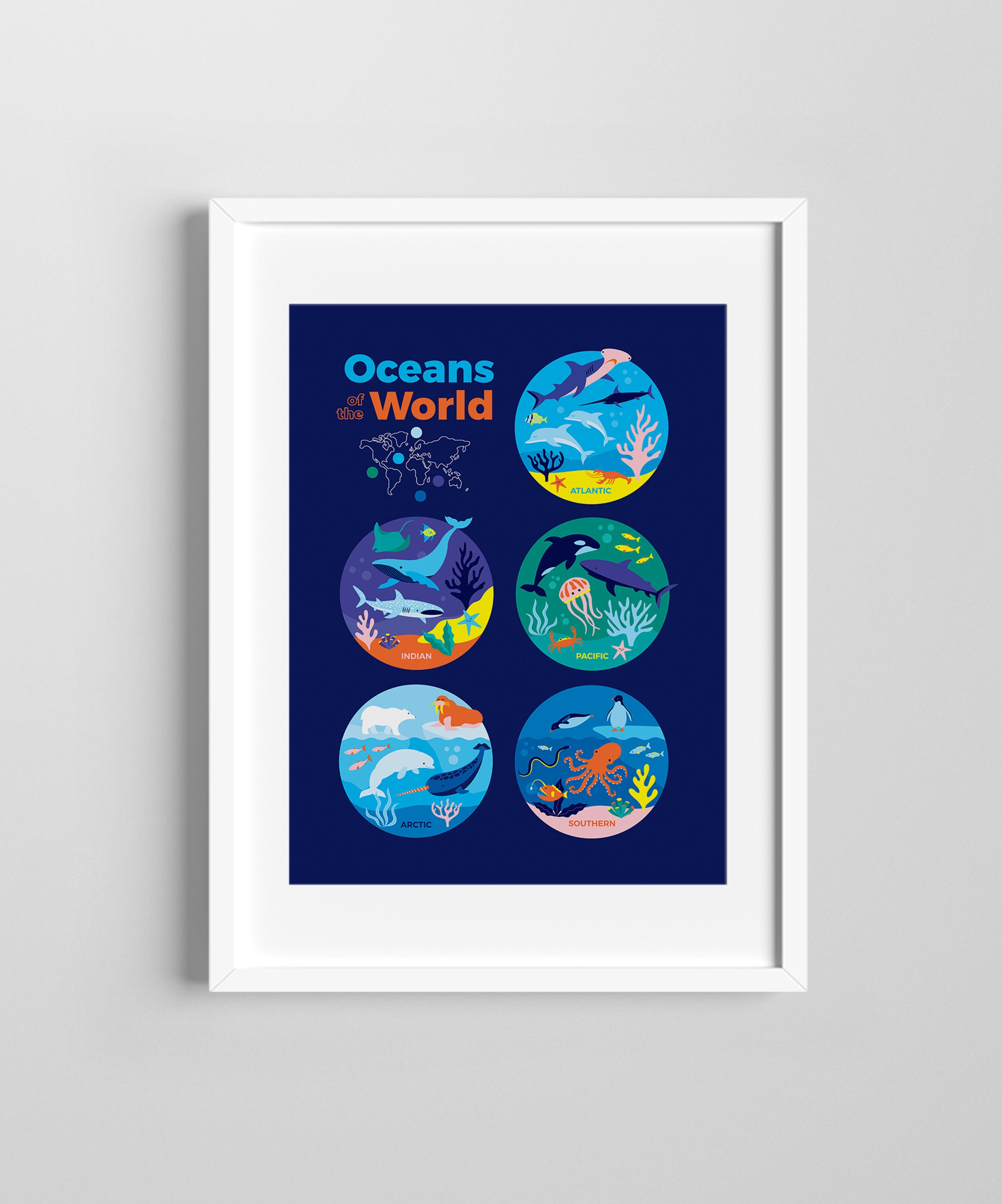 Ocean Creatures Printable Kids Room Sea Themed Art Colorful Ocean ...