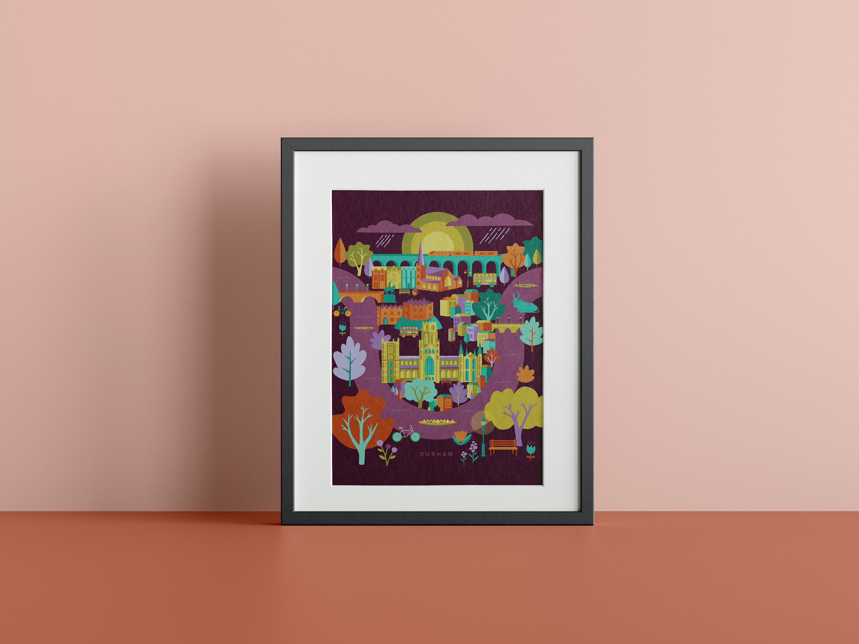 Durham England Printable | Purple Durham Cathedral Wall Art | UK City ...