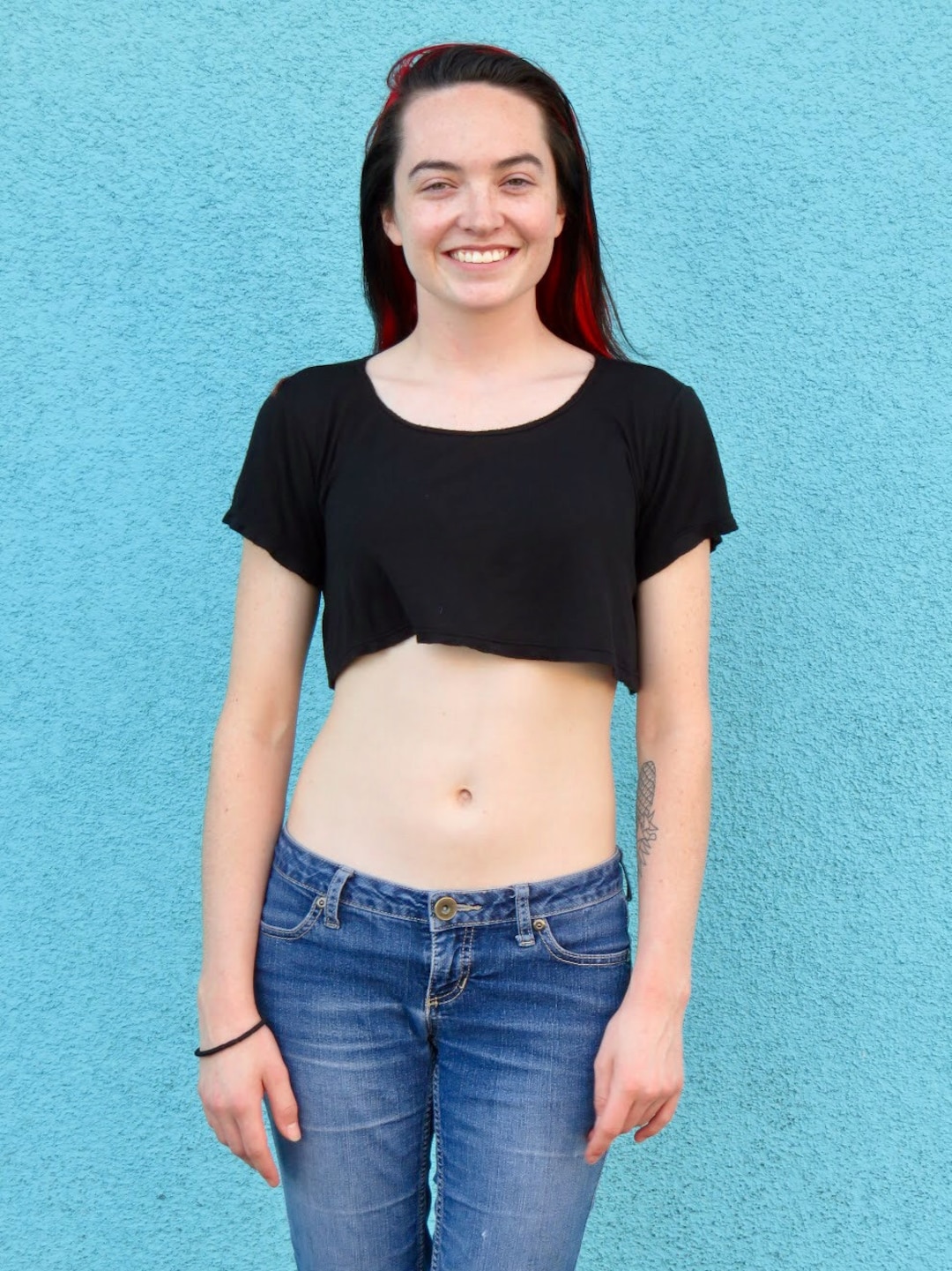 Black Short Sleeve Loose Crop Top Boxy Crop Top Lylas Crop Tops For Women Cropped Top Belly