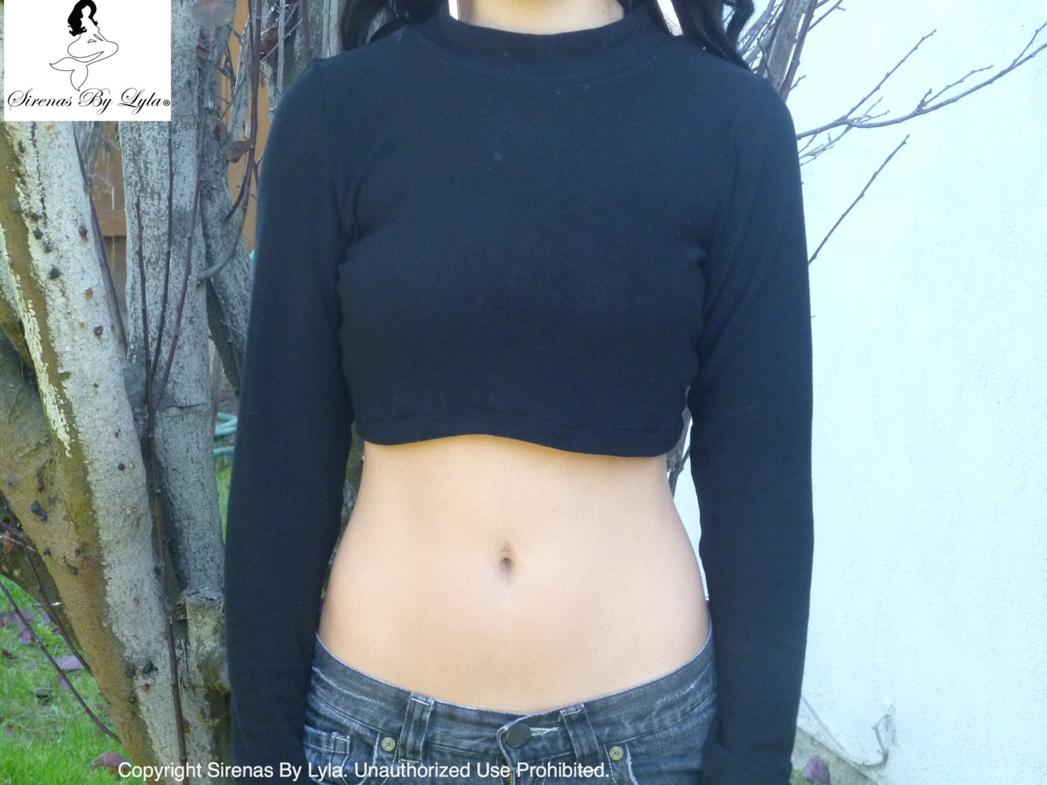 Black Long Sleeve Cropped Sweater Crop Top Sweater | Etsy