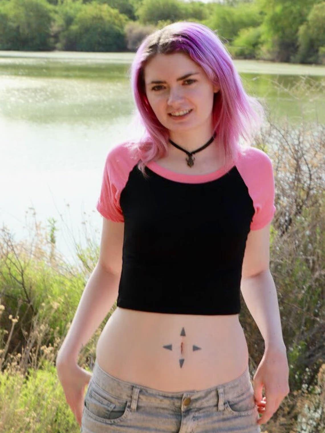 Short Sleeve Black and Pink Baseball Crop Top Cropped | Etsy