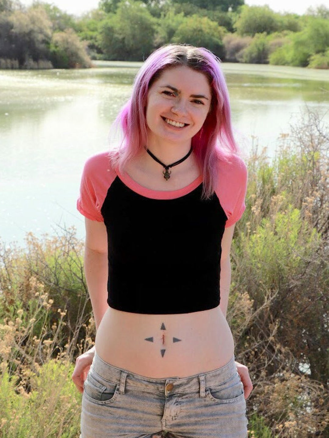 Short Sleeve Black and Pink Baseball Crop Top, Cropped Baseball Tee ...