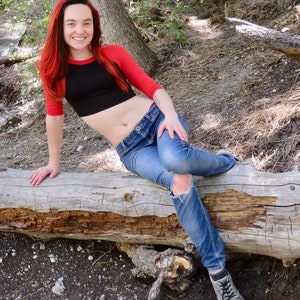 3/4 Sleeve Black and Red Baseball Crop Top Cropped Baseball - Etsy Canada