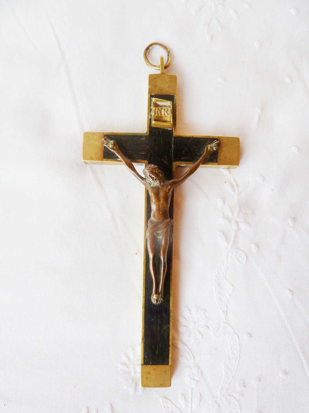 Profession Crucifix, French, Handmade in Bronze Inlaid With Ebony Early ...