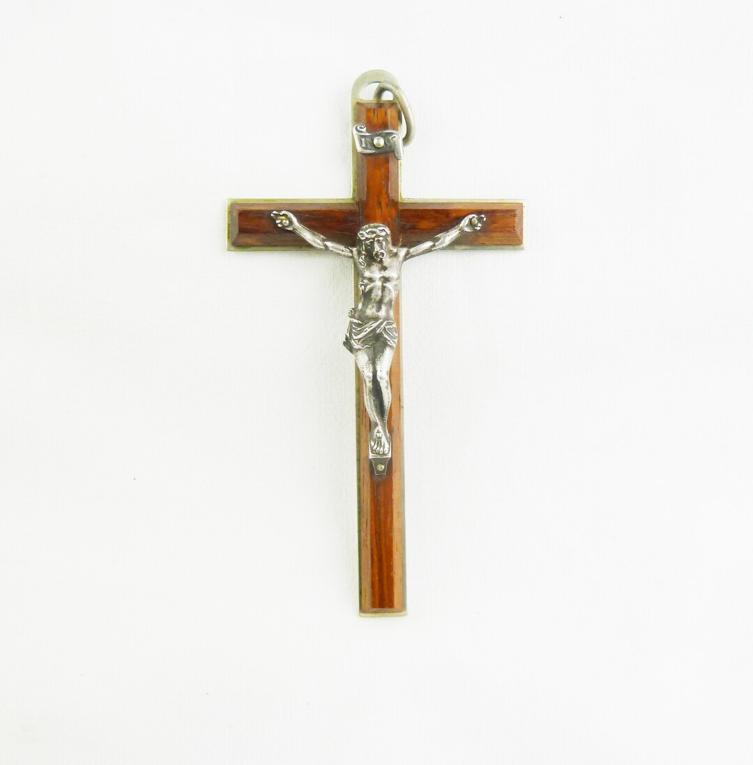 Nun's Pectoral Cross, Silvered Bronze With Oak Cross and Silver Corpus ...