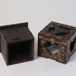 Handmade Wooden Twist Lock Storage Box Rustic Dice Box Small Trinket ...