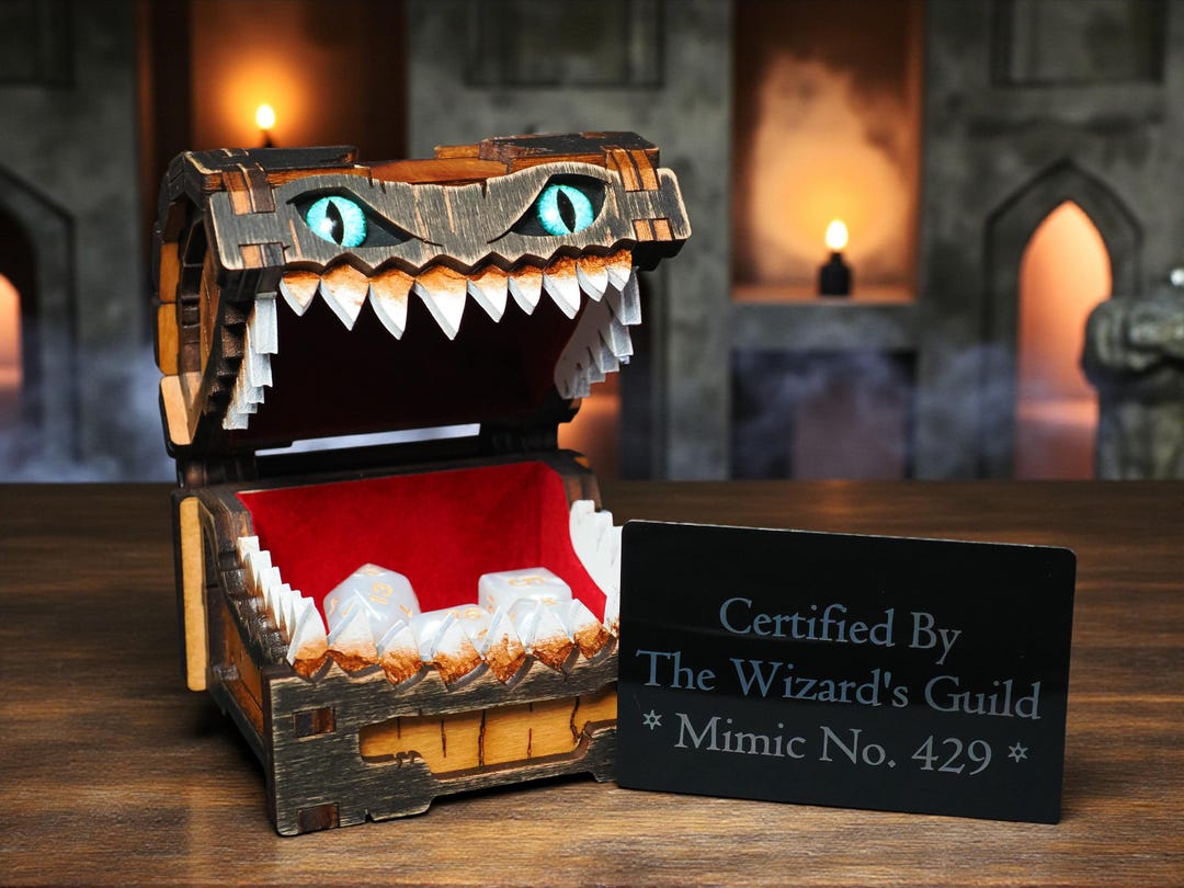 Handcrafted Mimic Dice Box – D&D Treasure Chest With Velvet Interior ...