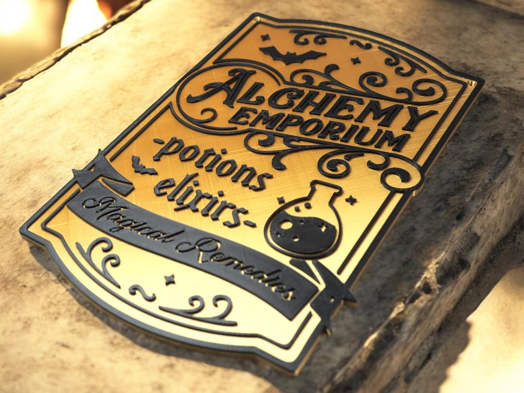 Wall Plaque Alchemy Emporium Sign Potions and Elixirs, Spooky Sign ...