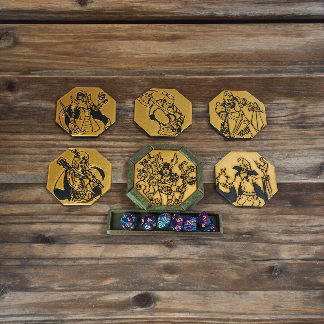 D&D Coaster With Dice Tray, 6 Interchangeable Class Inserts, DND ...