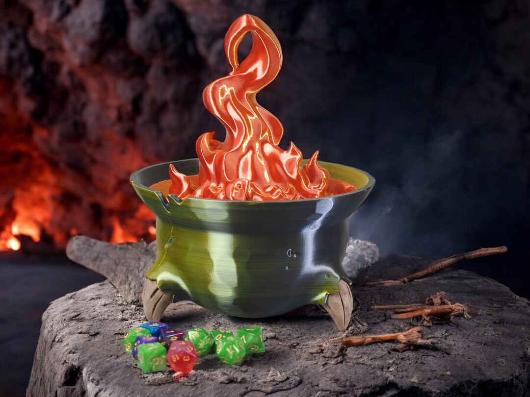 Enchanted Cauldron Dice Box With Dragon Tooth Feet and Fiery Lid - D&D ...